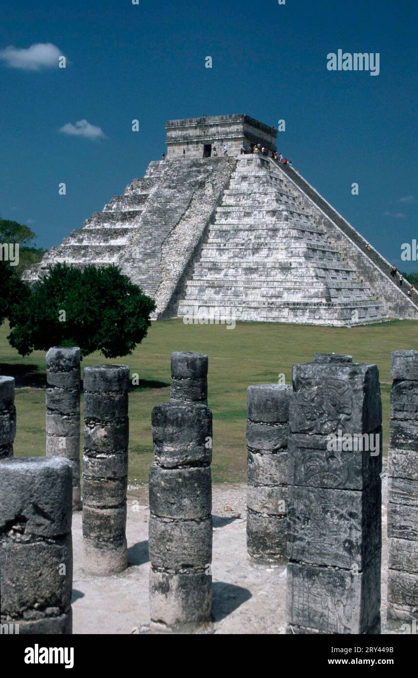 Square of the Thousand Pillars in front of the Kukulkan Pyramid, El ...