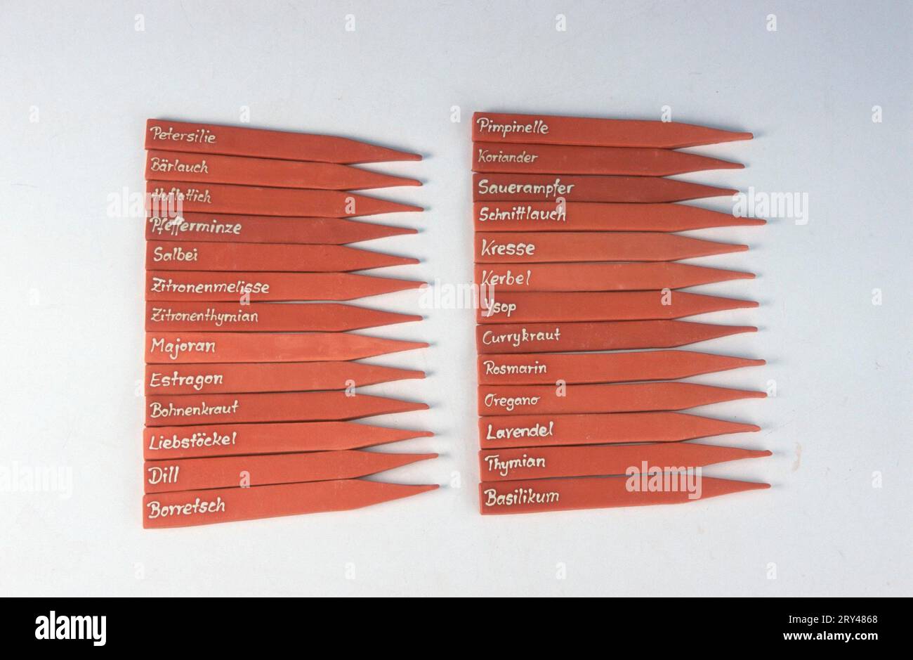 Signs of clay for different types of herbs Stock Photo - Alamy