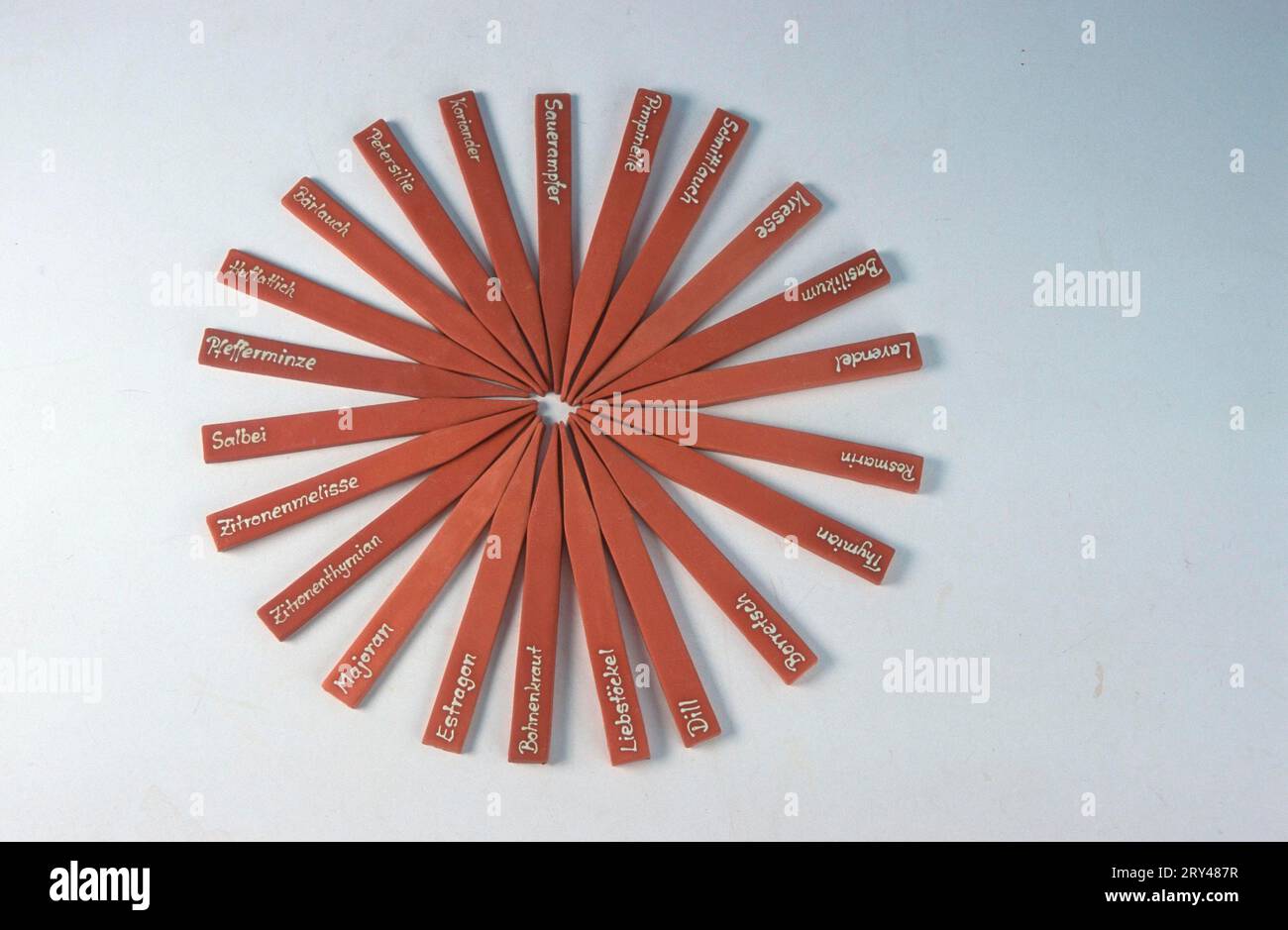 Signs of clay for different types of herbs Stock Photo - Alamy