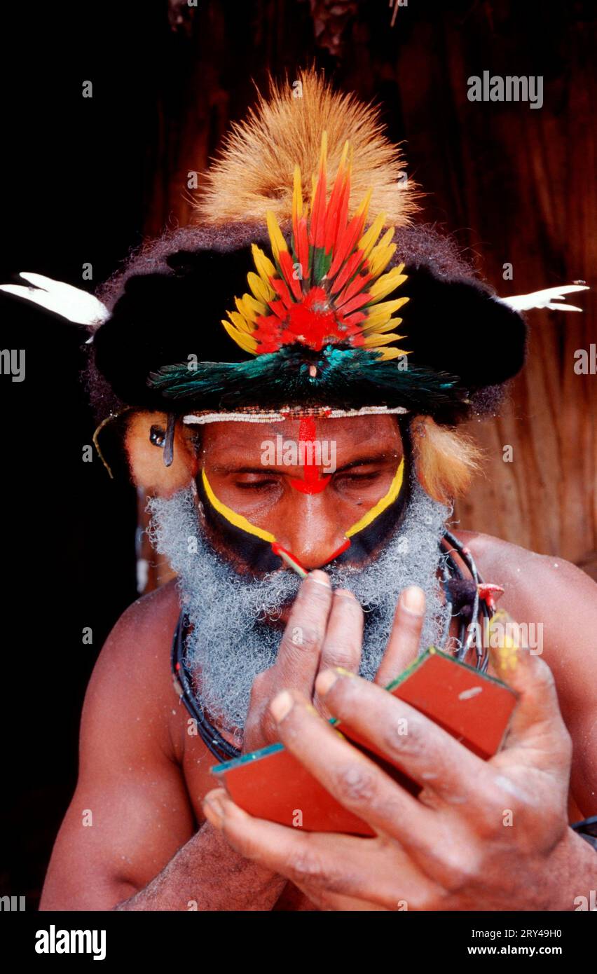 Huli man, Tari, Papua New-Guinea, Huli-Perueckenmann, Asia, Menschen ...