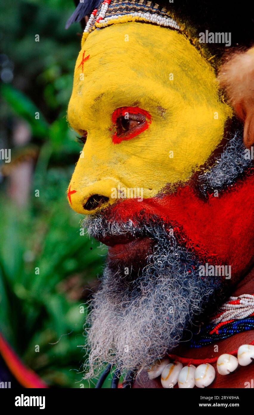 Huli man, Tari, Papua New-Guinea, Huli-Perueckenmann, Asia, Menschen ...
