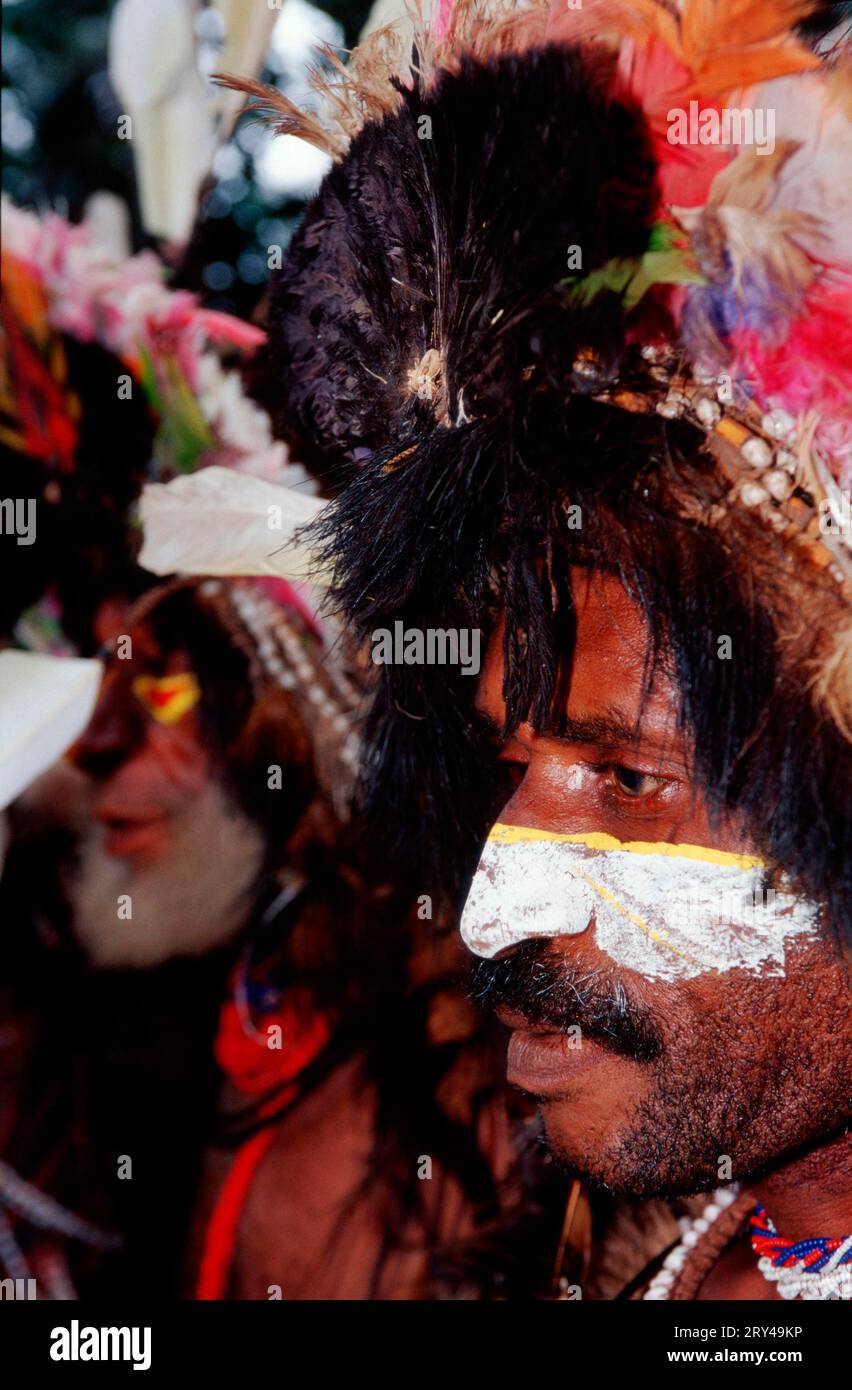 Huli man, Tari, Papua New-Guinea, Huli-Perueckenmann, Asia, Menschen ...