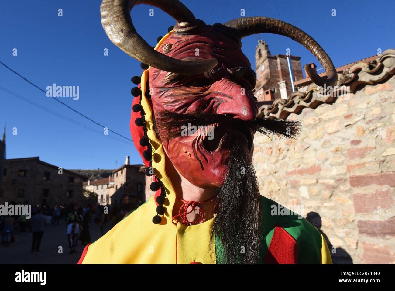 A reveler dressed as Botarga seen during the Botargas and Mascaradas ...