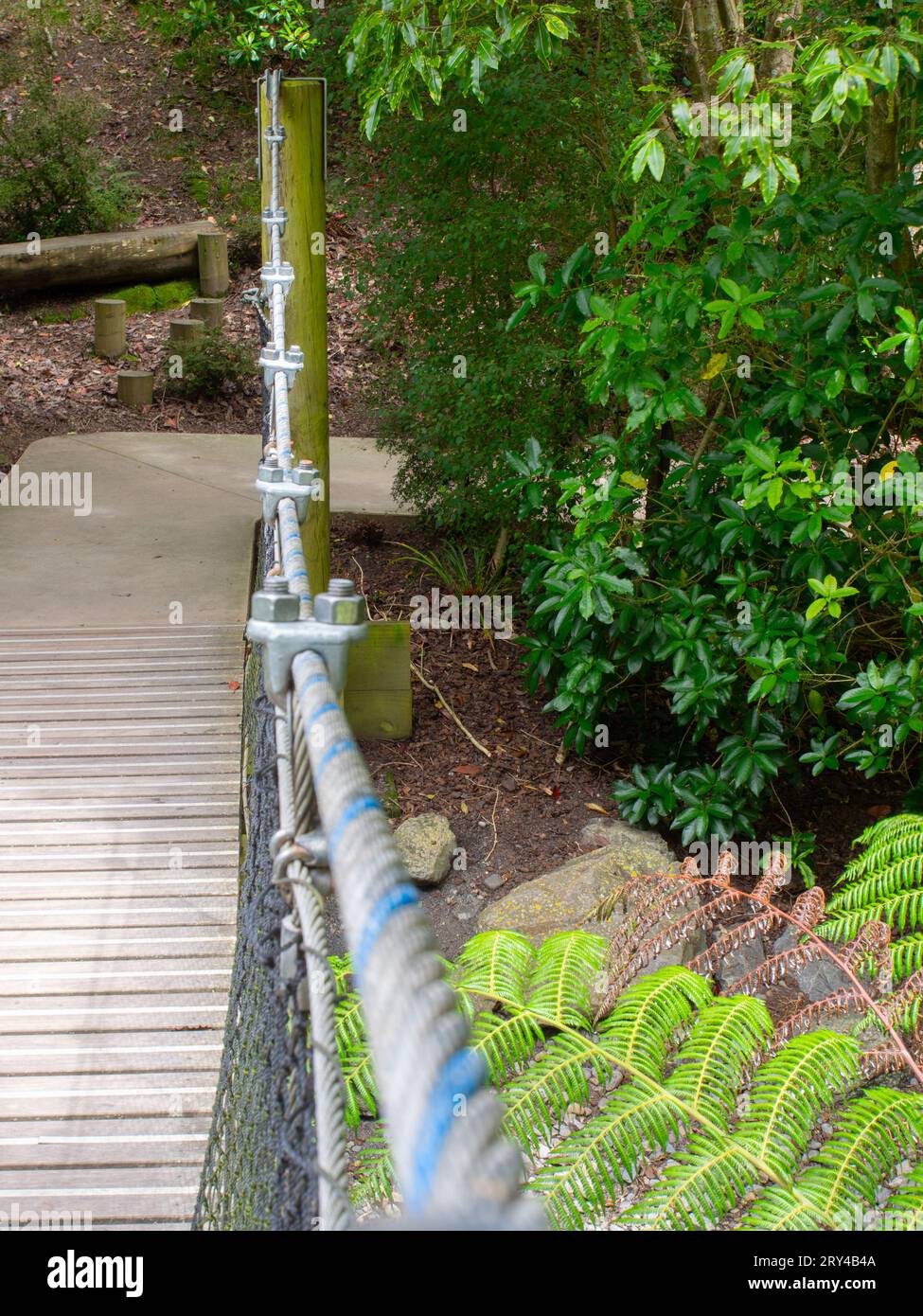 Wire Railing On A Footbridge Stock Photo - Alamy
