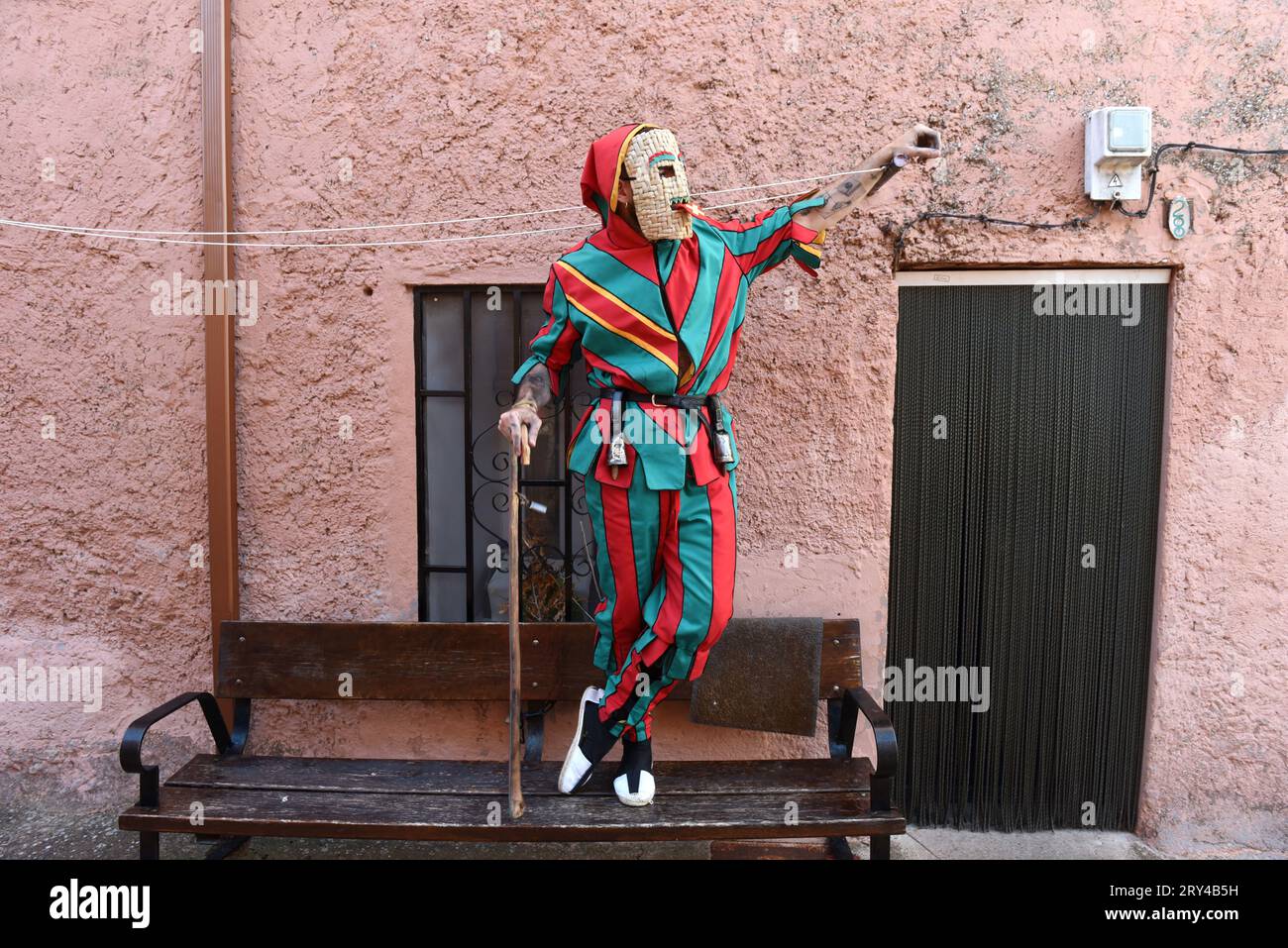 A reveler dressed as Botarga seen during the Botargas and Mascaradas ...