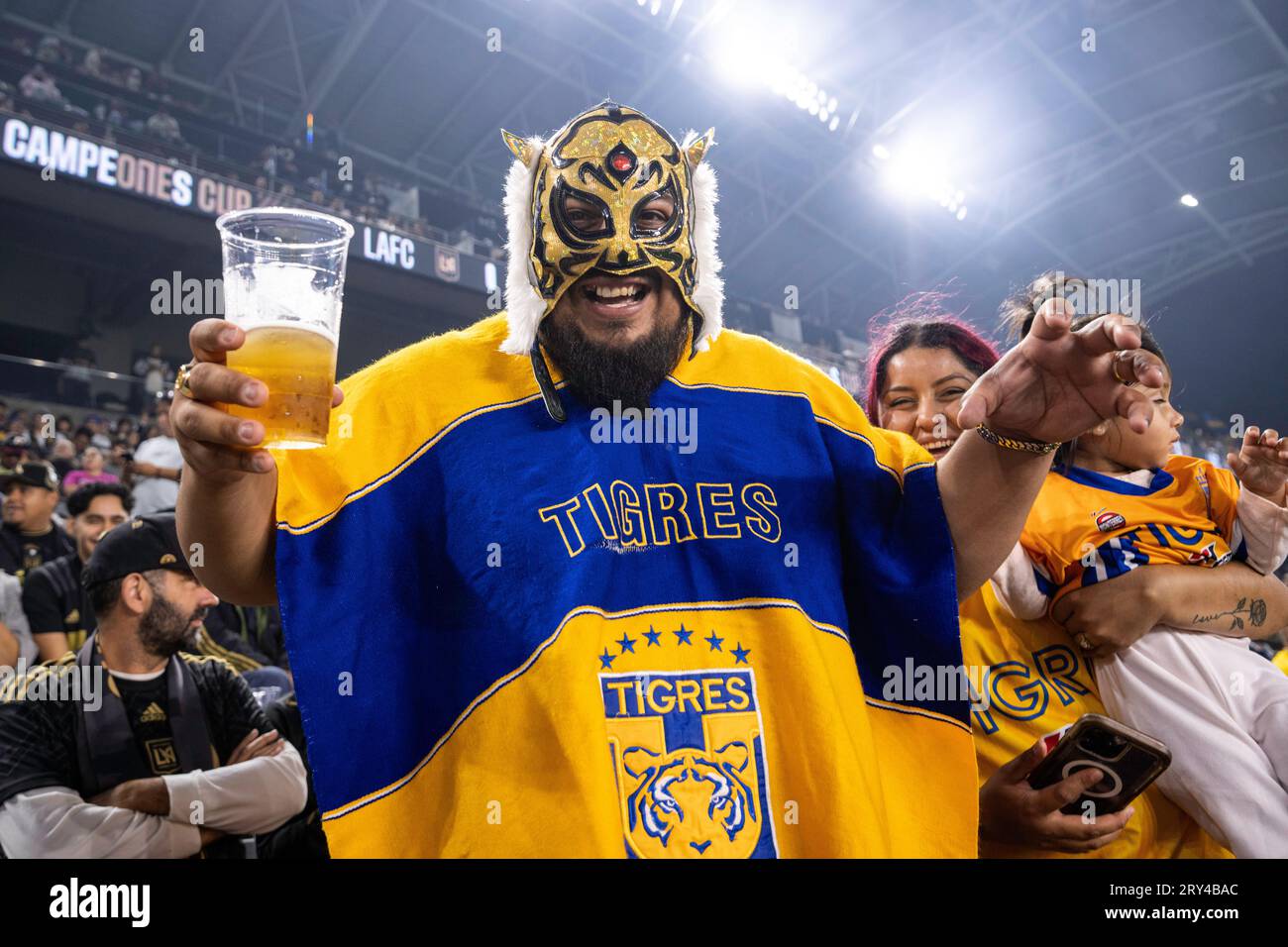Los Angeles, United States. 27th Sep, 2023. Tigres UANL fans celebrate ...