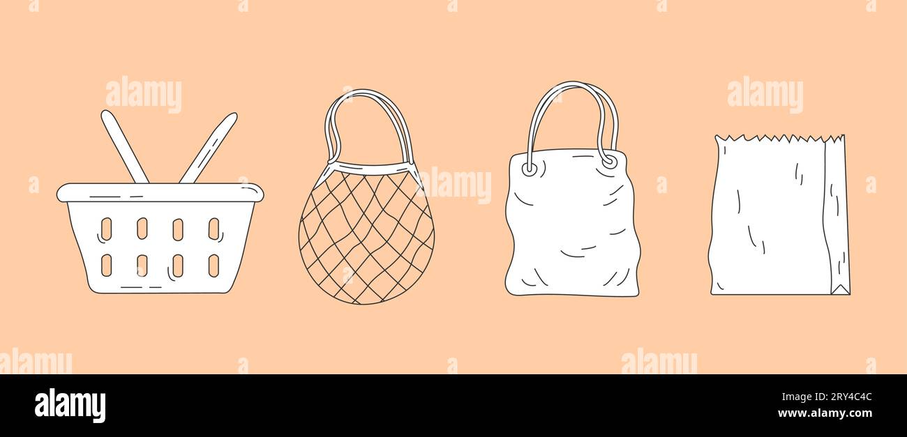 Basket drawn outline style vector set Stock Vector Image & Art - Alamy