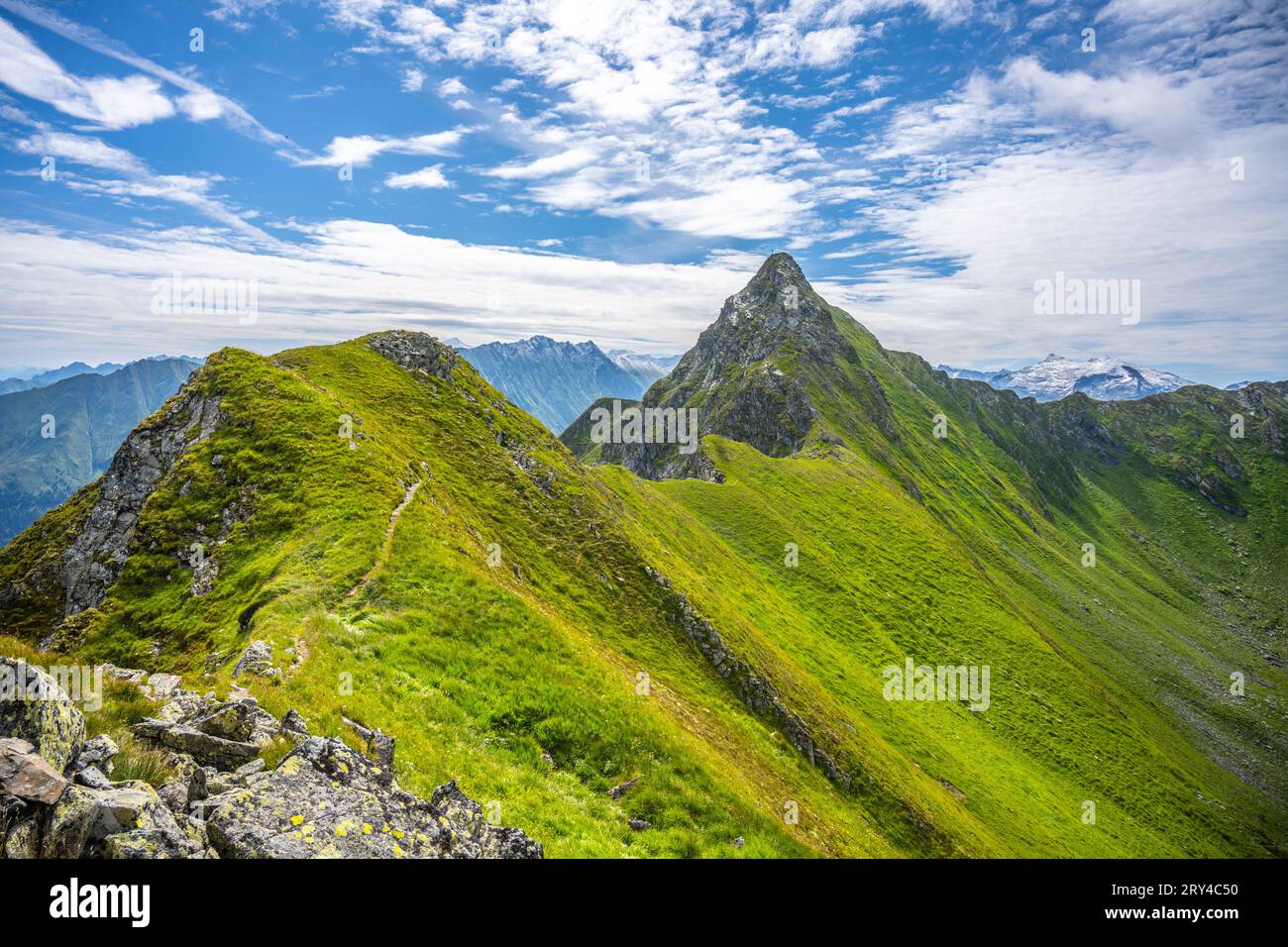 Sharp mountain ridge with Pihapper mountain in Austrian Alps, Austria ...