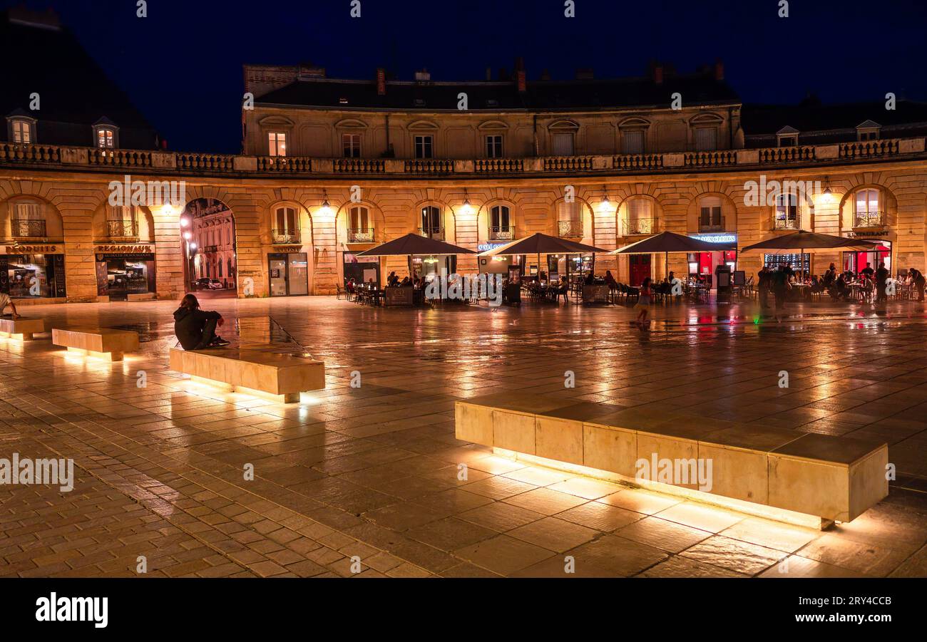 Dijon, France - August 8, 2023: Illuminated Liberation Square in Dijon ...
