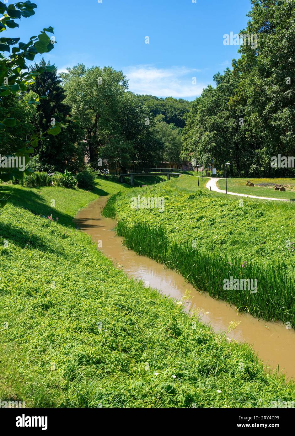 A view of the dry river Scavnica, flowing through Ljutomer, Slovenia ...