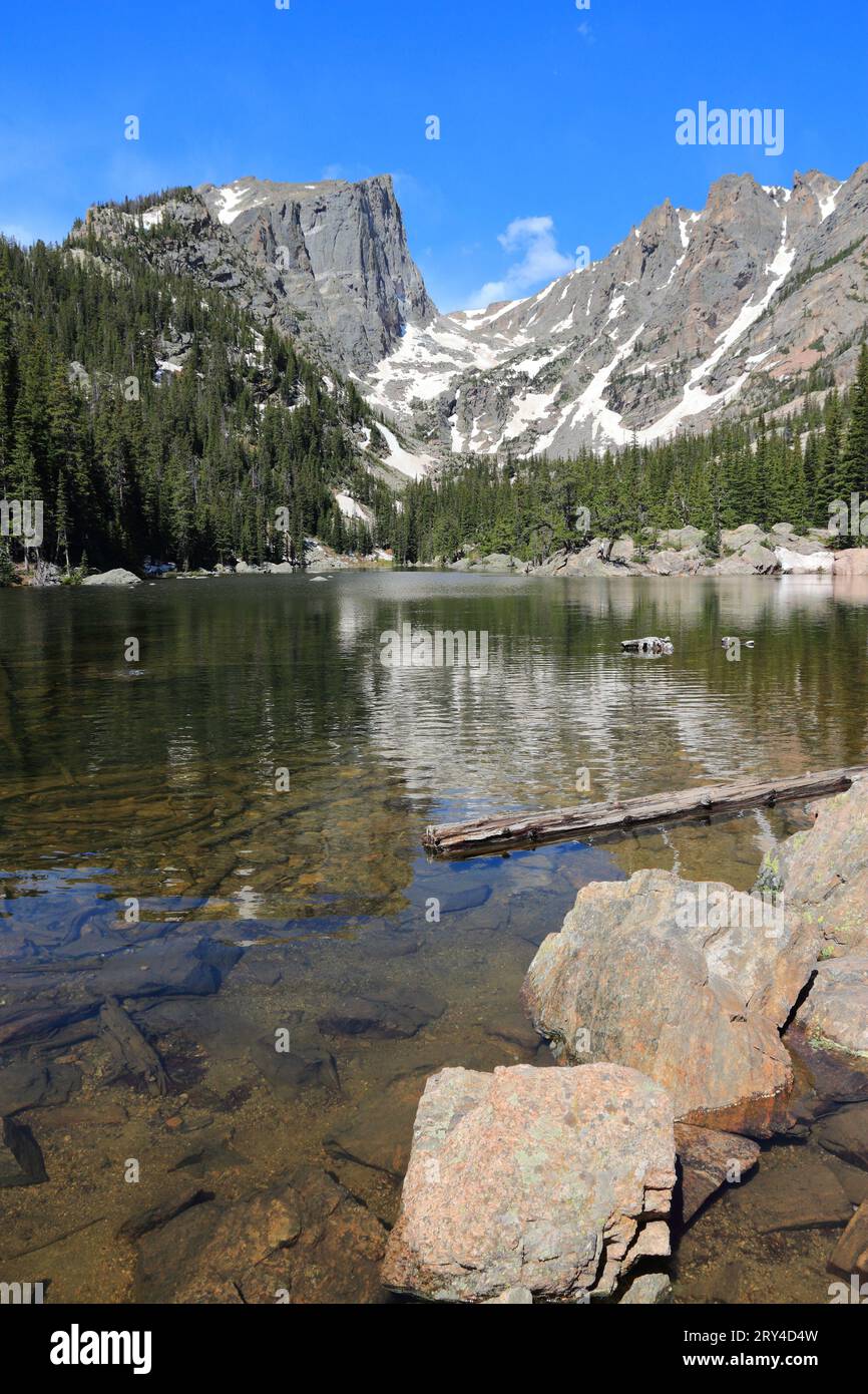 Rocky Mountain National Park in Colorado, USA. Dream Lake view with ...