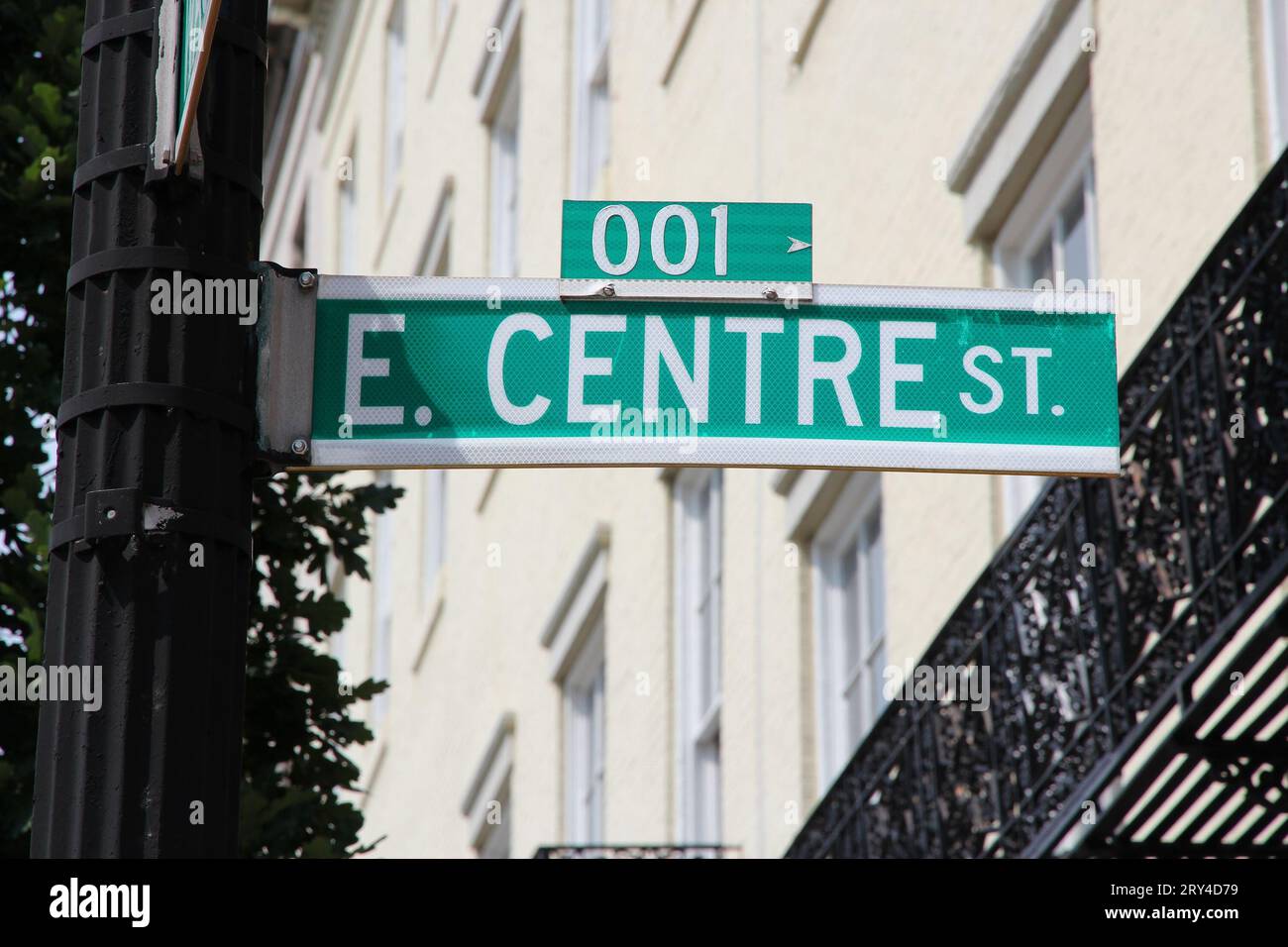 Baltimore city, Maryland USA. Street name sign - Centre Street Stock ...