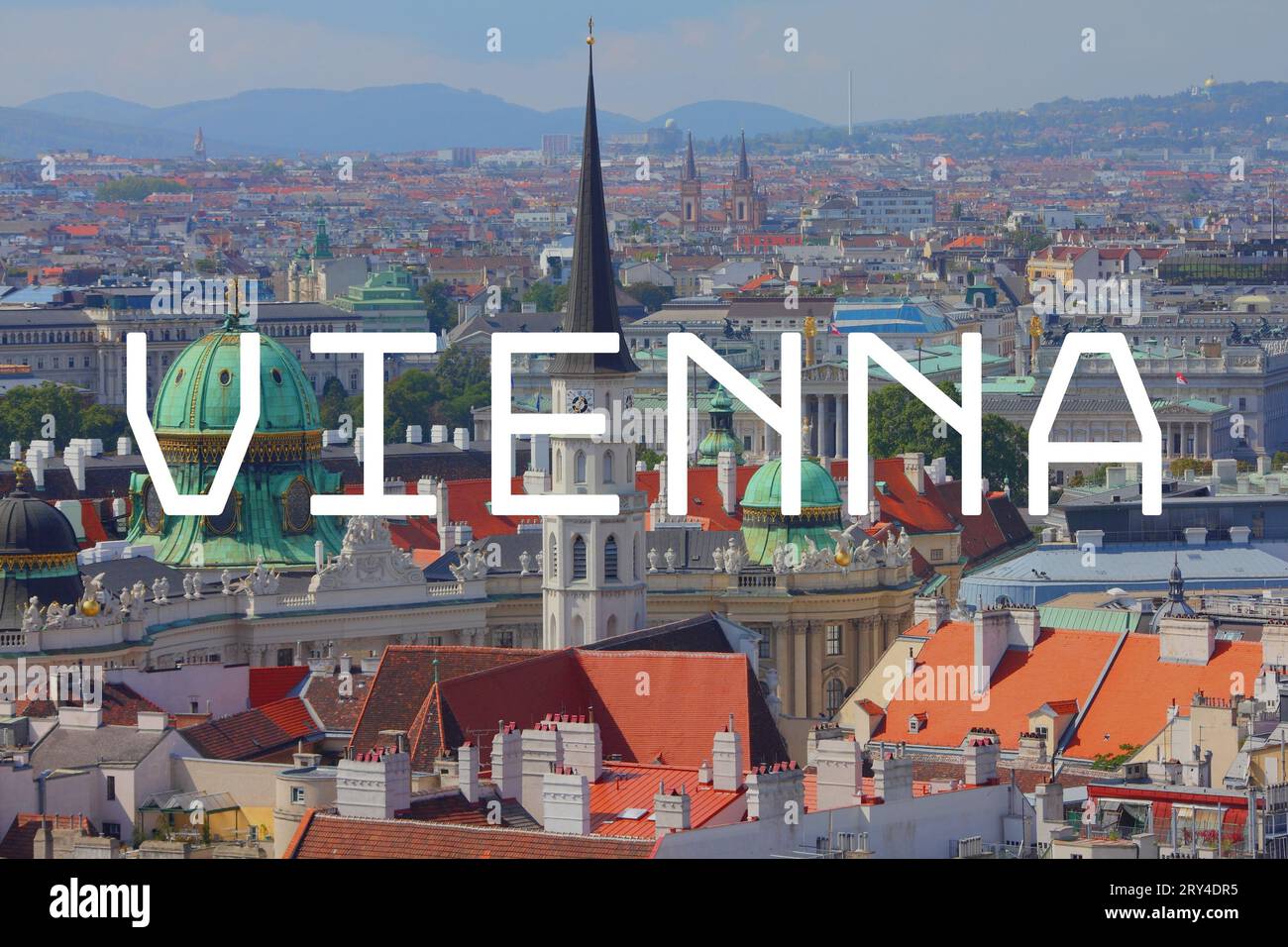 Vienna, Austria. City name modern photo postcard. Travel destination ...
