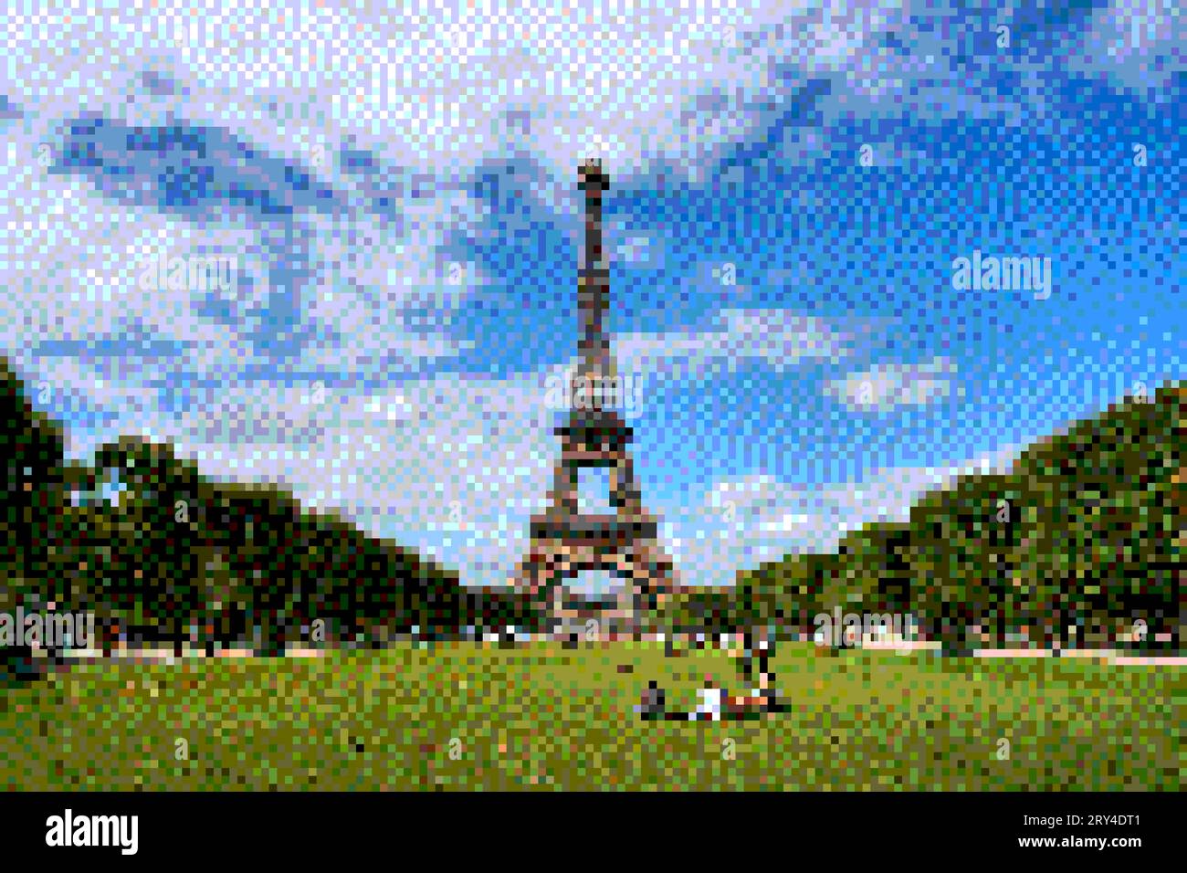 Pixel art 8-bit style graphics. Paris Champ de Mars Stock Photo - Alamy