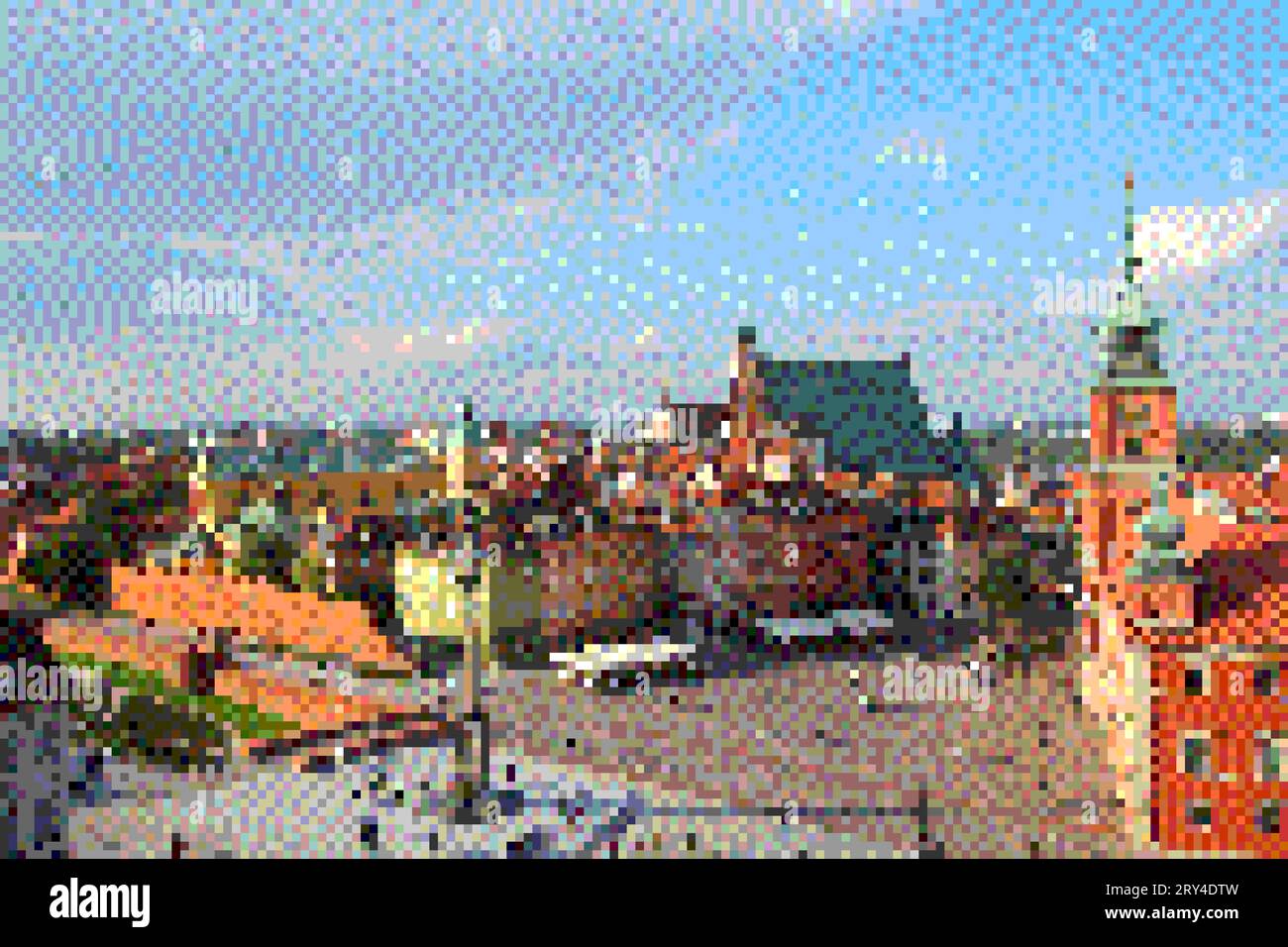 Pixel art 8-bit style graphics. Warsaw Old Town, Poland Stock Photo - Alamy
