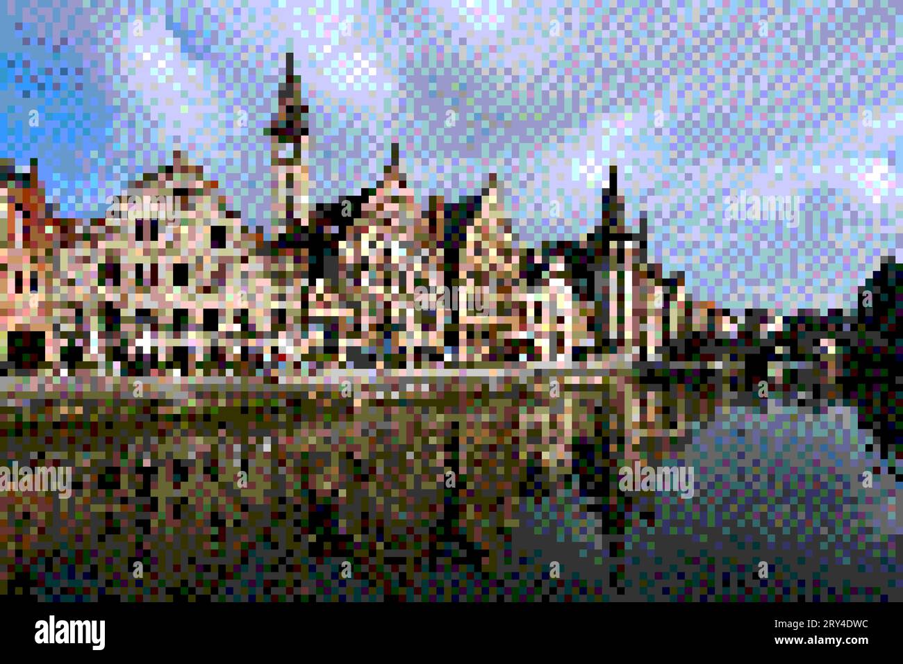 Pixel art 8-bit style graphics. Ghent town in Belgium Stock Photo - Alamy