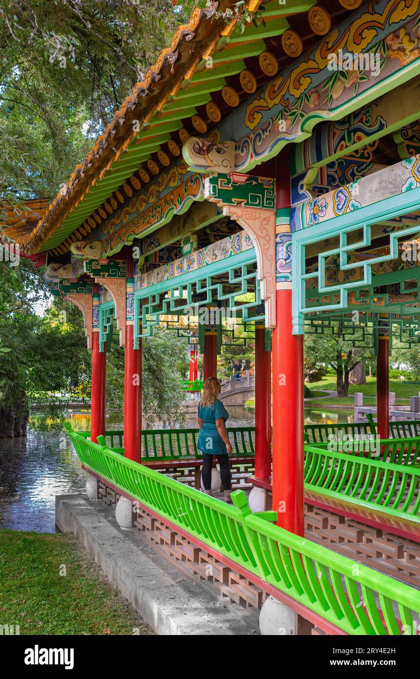 Zurich, Switzerland - July 2, 2023: The China Garden, right on the lake ...