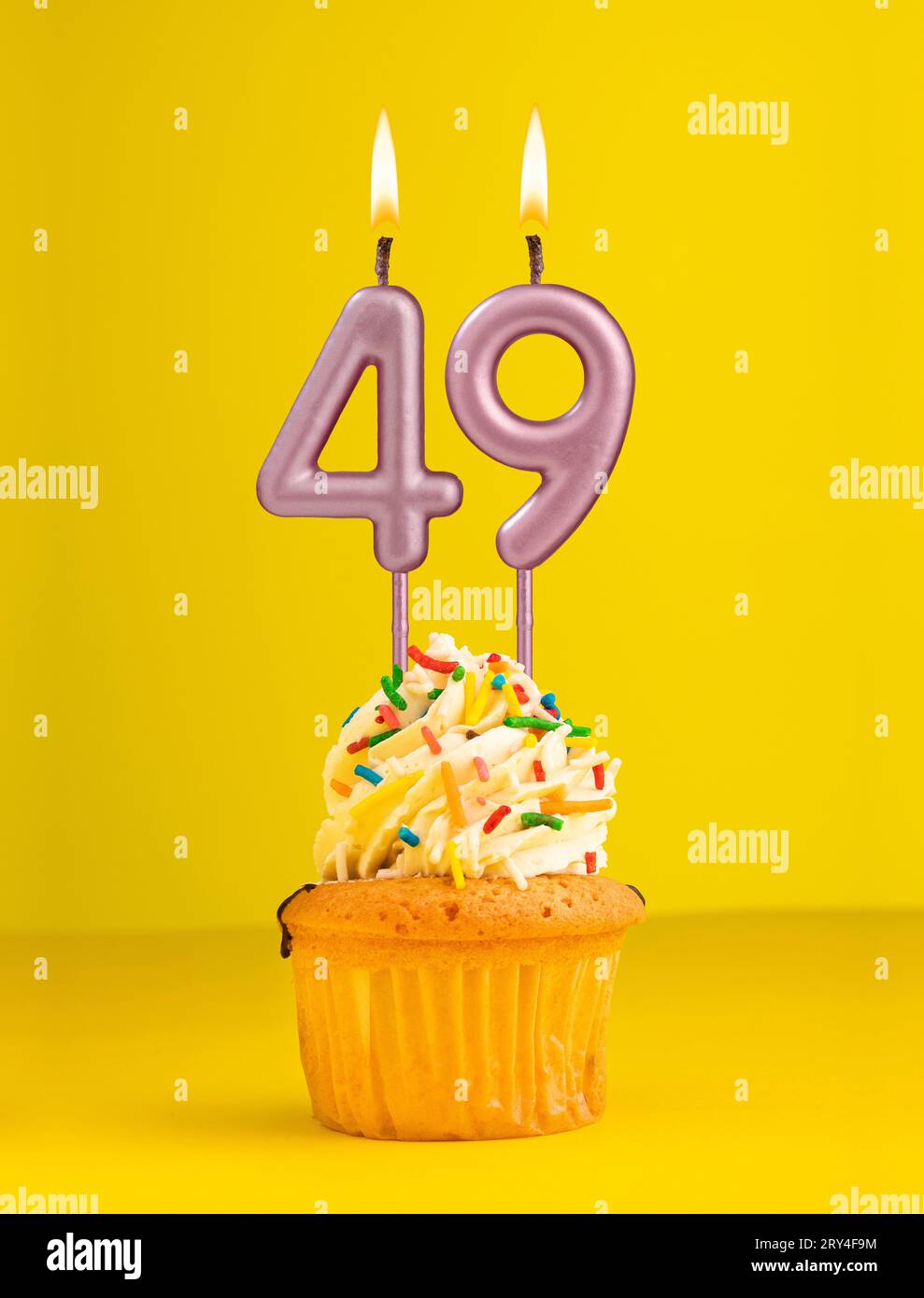 Birthday candle number 49 - Invitation card with yellow background ...