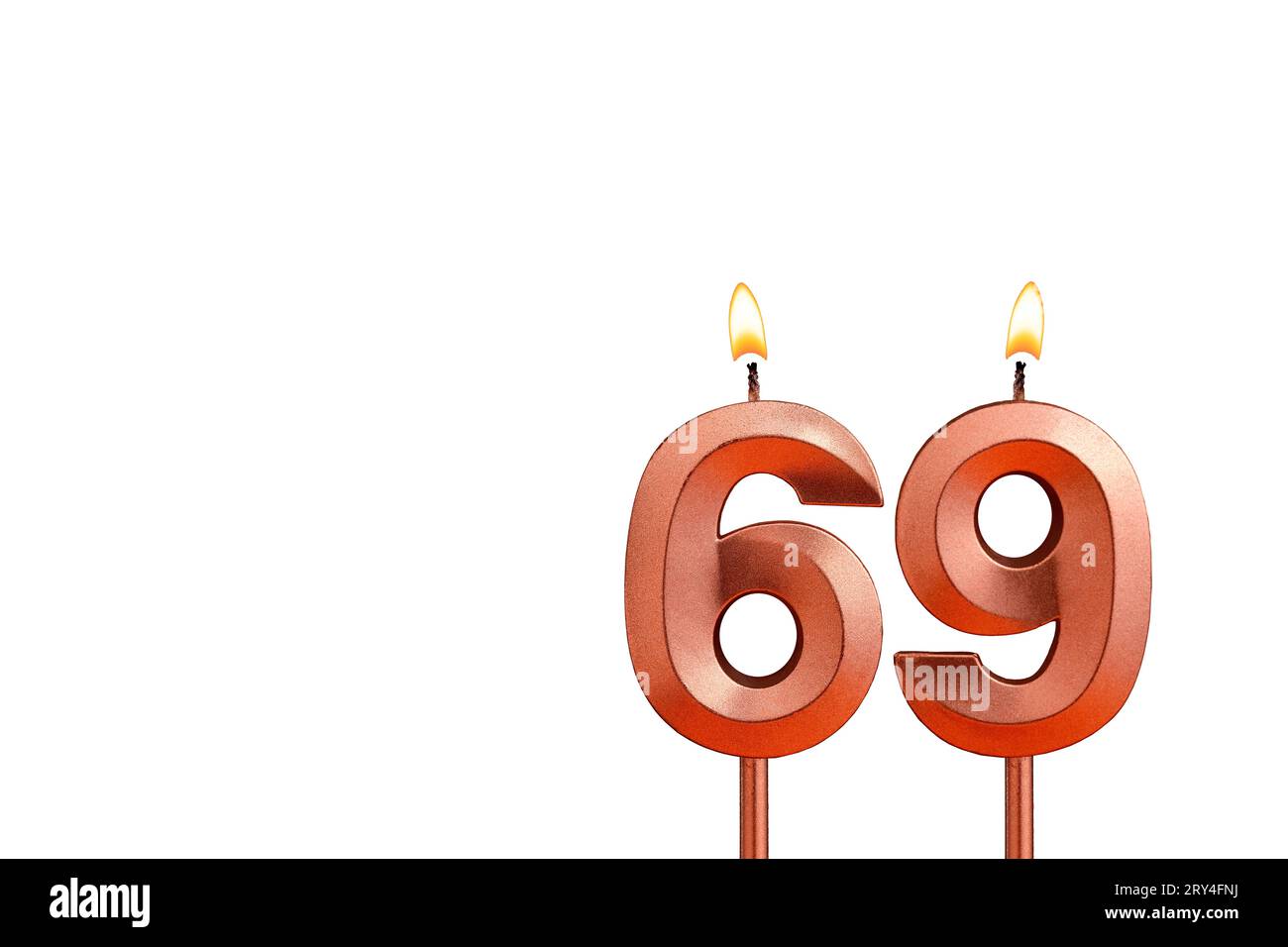 Birthday candle number 69 on white background Stock Photo - Alamy