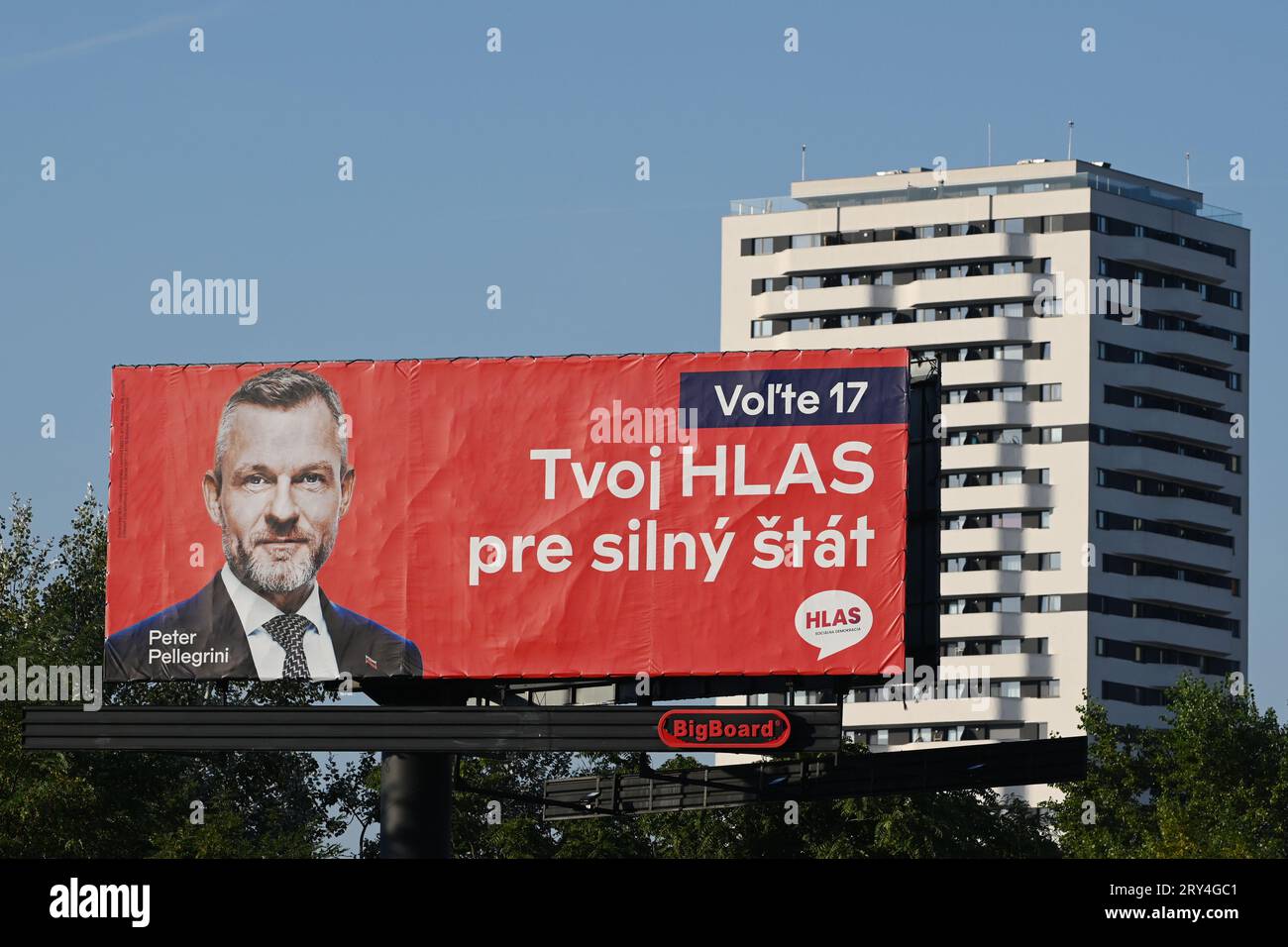 Bratislava, Slovakia. 28th Sep, 2023. The election billboard of the ...