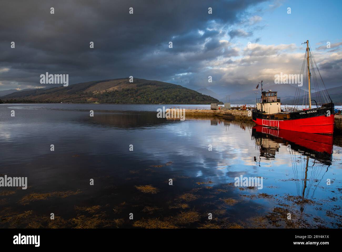 Vital Spark moored at Inveraray on Loch Fyne on the Scottish west coast ...