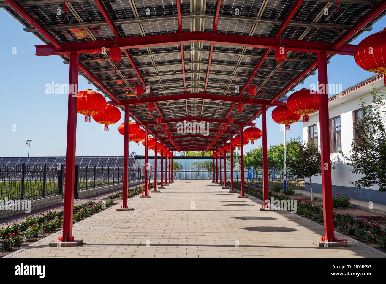 luannan county, China - May 18, 2023: The solar panel corridor is ...