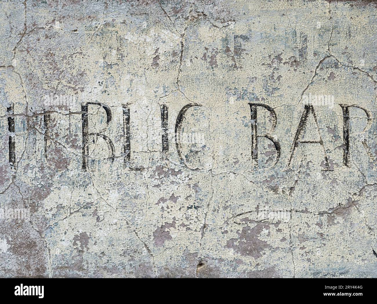 Stone tablet reading PUBLIC BAR outside former pub, the Welsh Pony, in ...