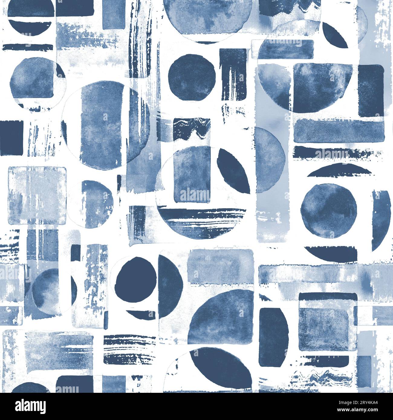 Contemporary art seamless pattern background. Abstract grunge geometric shapes. Watercolor hand ...