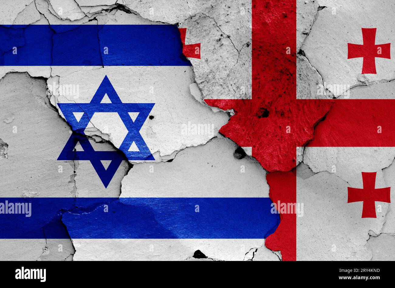 flags of Israel and Georgia painted on cracked wall Stock Photo - Alamy
