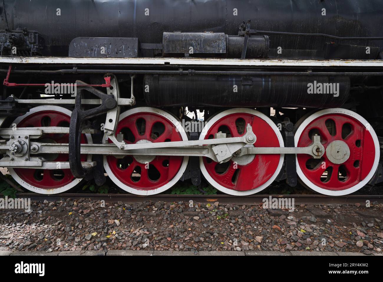Steam locomotive wheels, in a locomotive theme park Stock Photo - Alamy