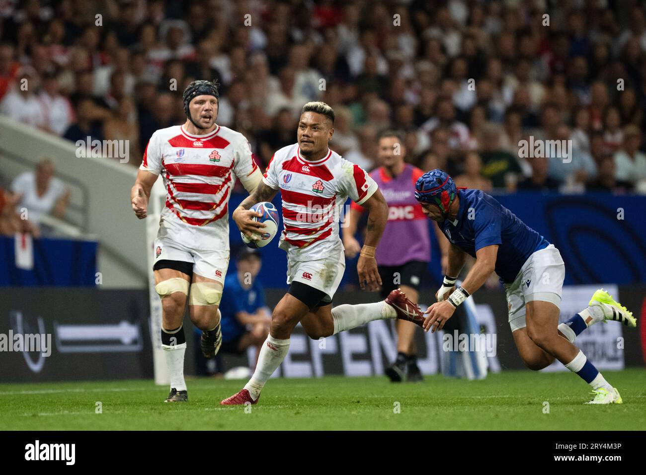 Japan's Lomano Lava Lemeki during the 2023 Rugby World Cup Pool D match ...