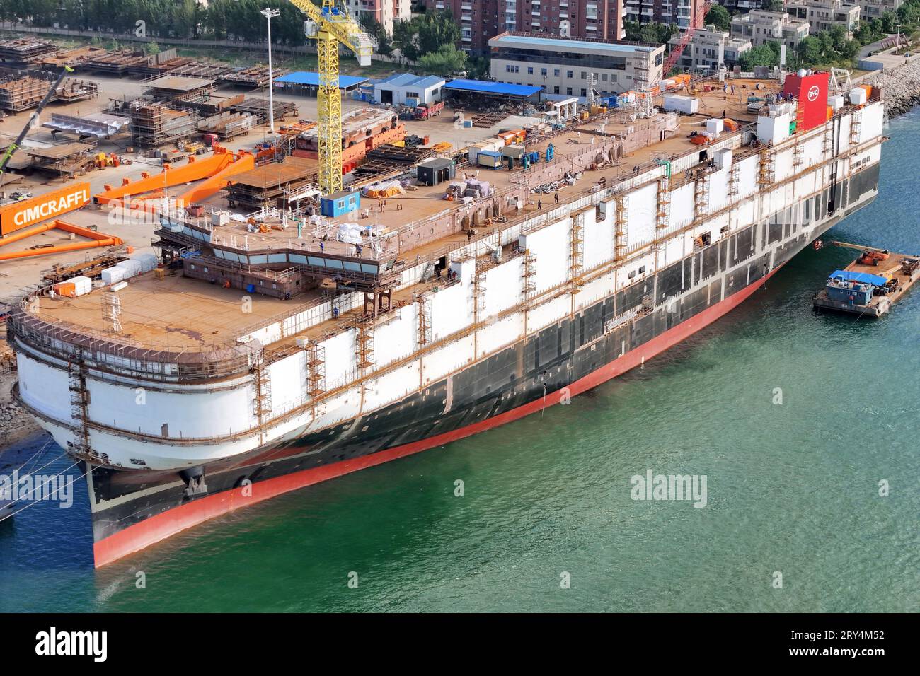 YANTAI, CHINA - SEPTEMBER 28, 2023 - A car ro-ro ship with BYD logo is ...