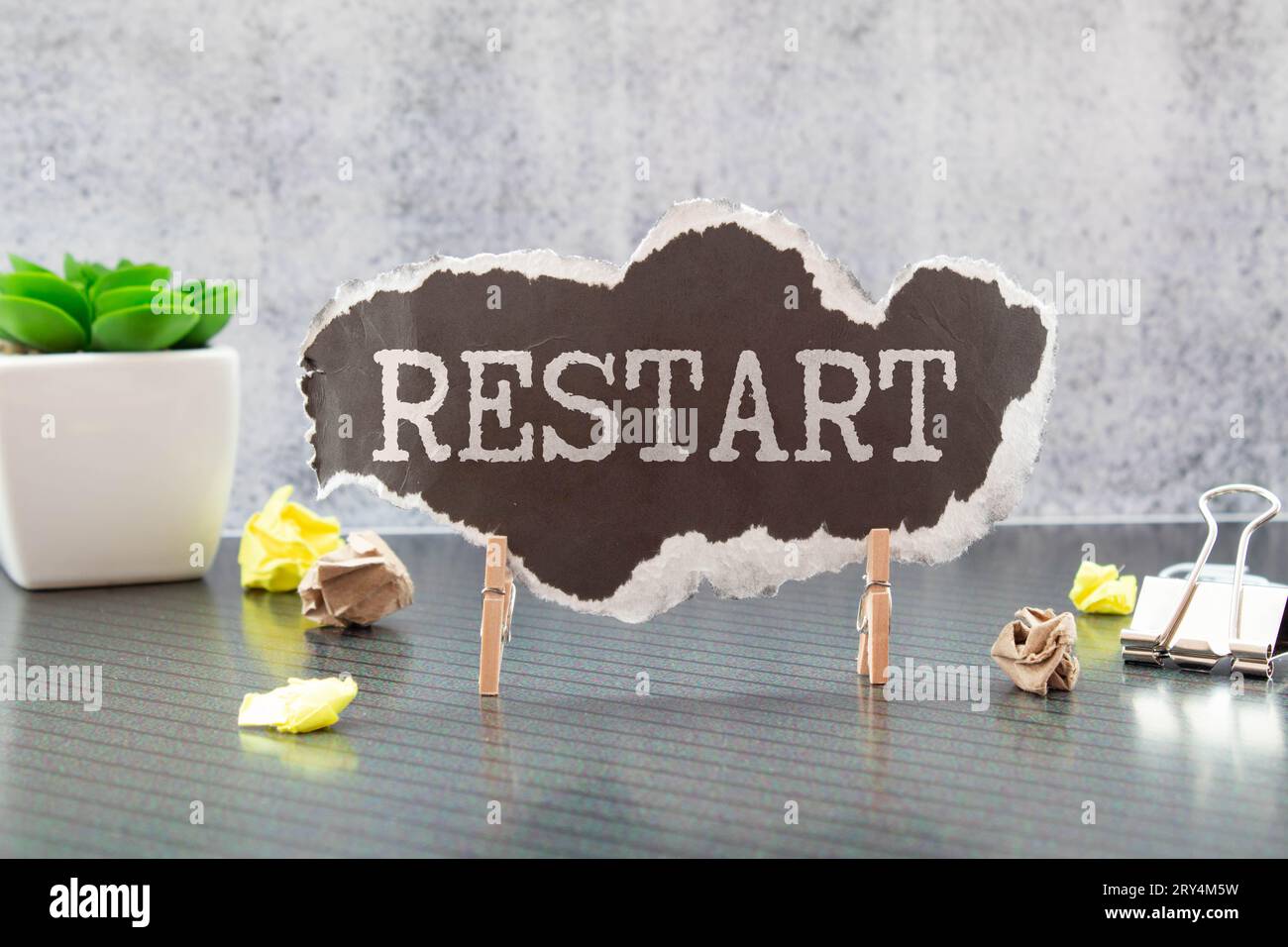 Restart. calculator notepad. text on the page Stock Photo - Alamy