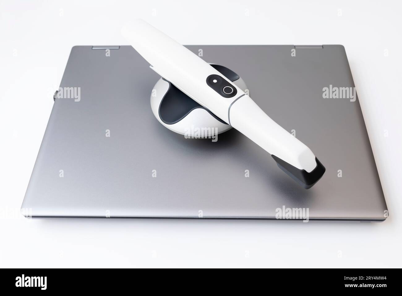 Isolated 3d Intraoral Dental Tooth Scanner and Laptop on White ...