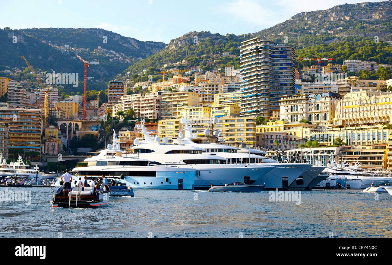 Monte Carlo, Monaco - September 29, 2023: Monaco Yacht Show Atmosphere at the Port. Yachting ...