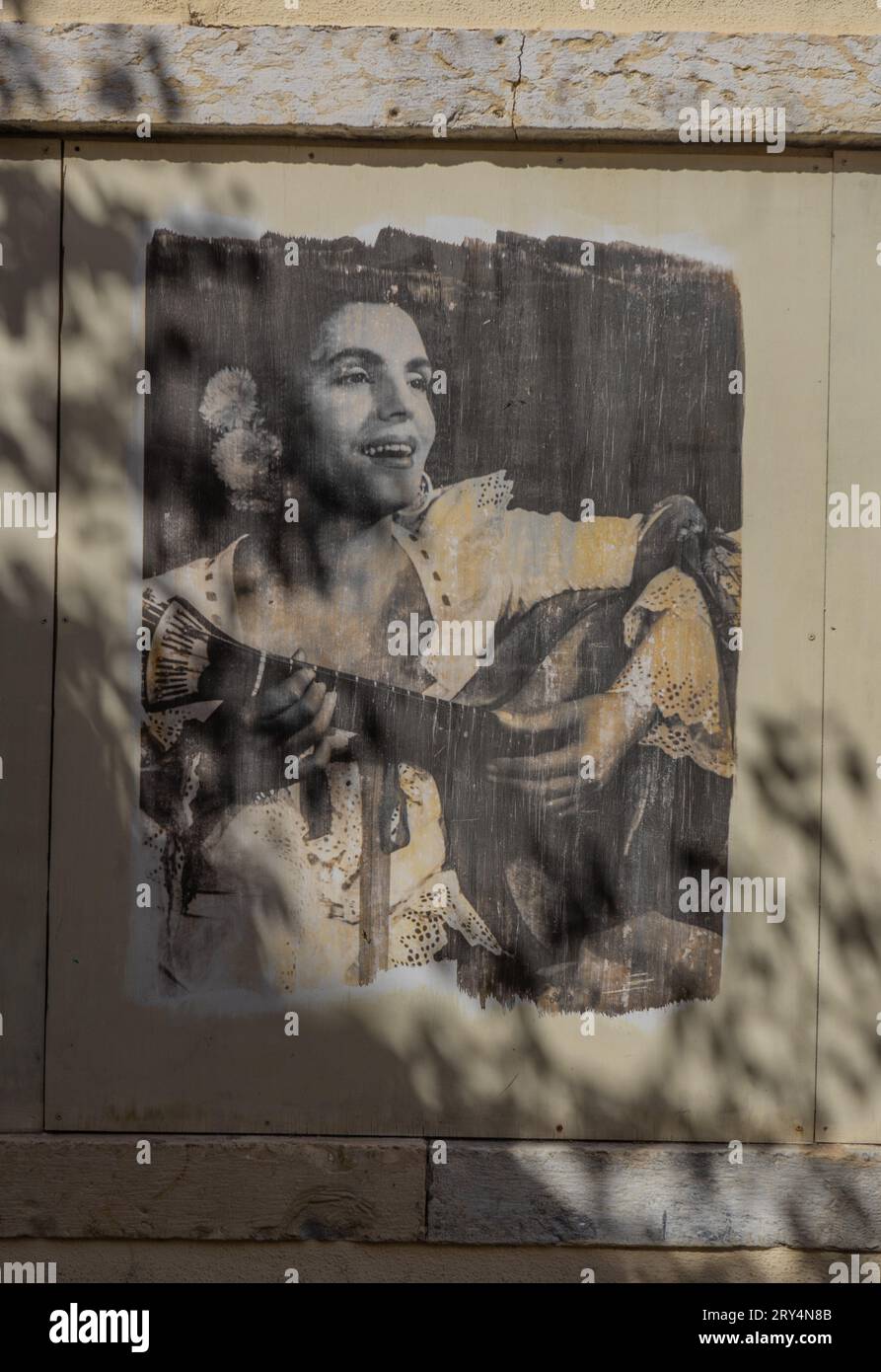 Pictures of famous Amalia Rodrigues fado singers on the walls of the ...