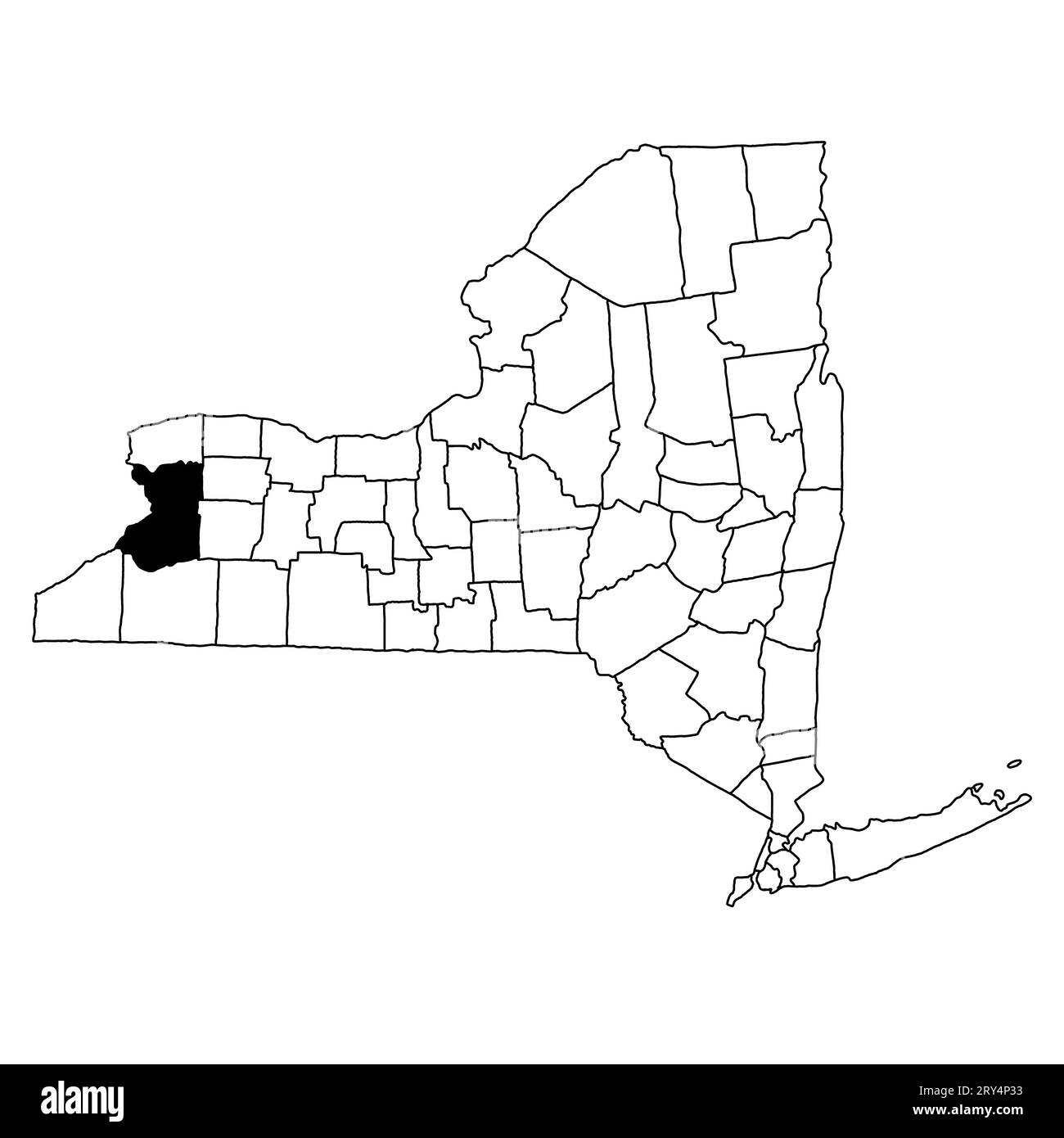 Map of Erie County in New York state on white background. single County ...