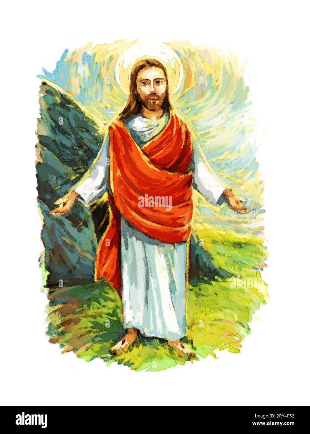 calm jesus messiah and resurrection with nature background illustration ...