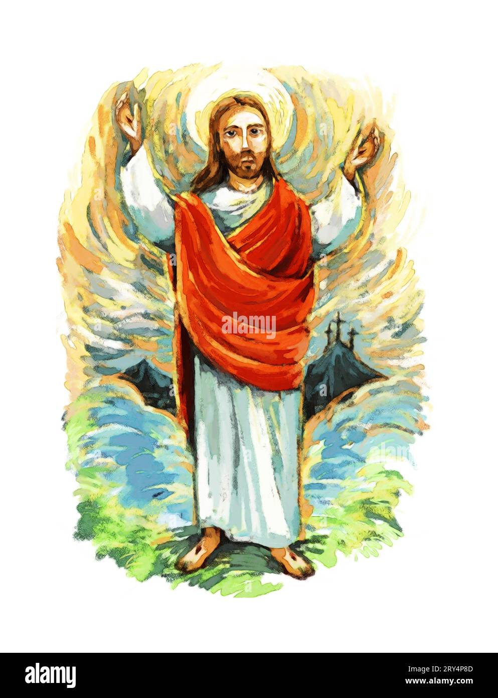 calm jesus messiah and resurrection with nature background illustration ...