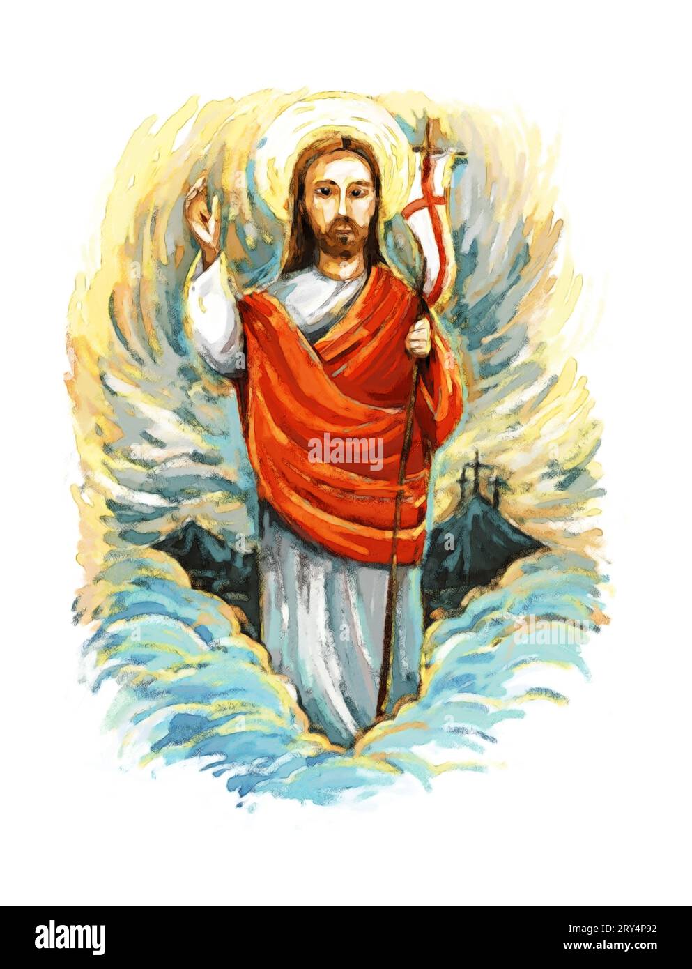 calm jesus messiah and resurrection with nature background illustration ...
