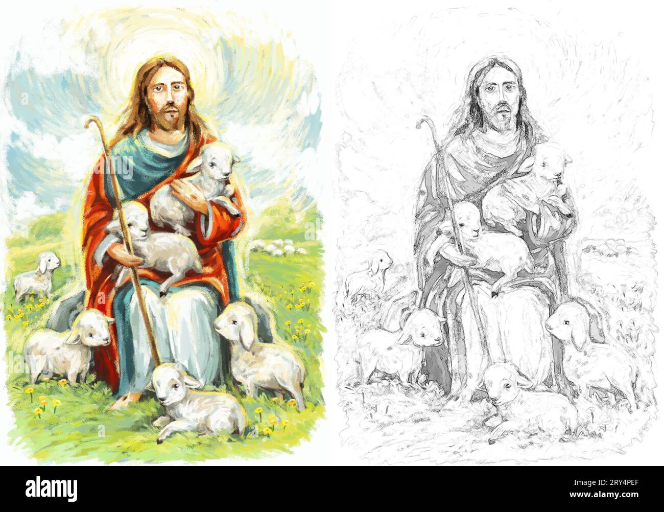 calm jesus messiah and resurrection with nature background illustration ...