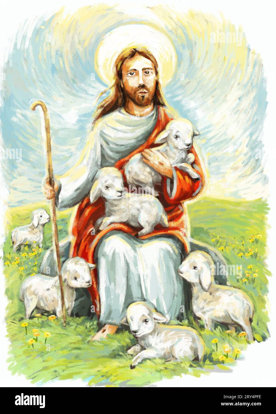 calm jesus messiah and resurrection with nature background illustration ...