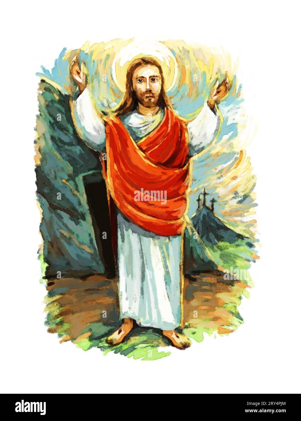 calm jesus messiah and resurrection with nature background illustration ...