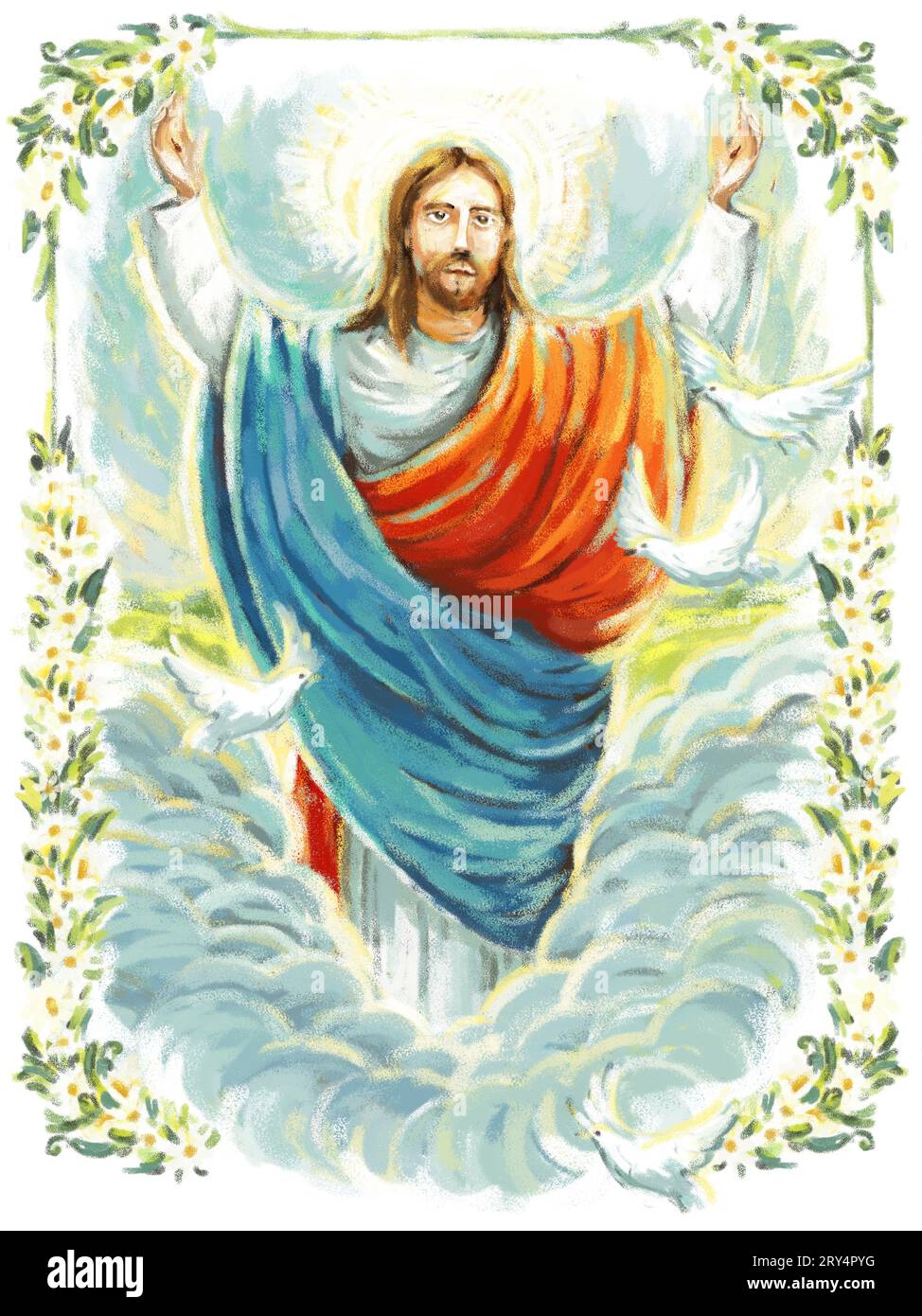 calm jesus messiah and resurrection with nature background illustration ...