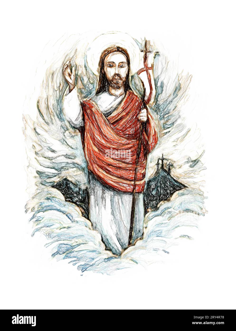 calm jesus messiah and resurrection with nature background illustration ...