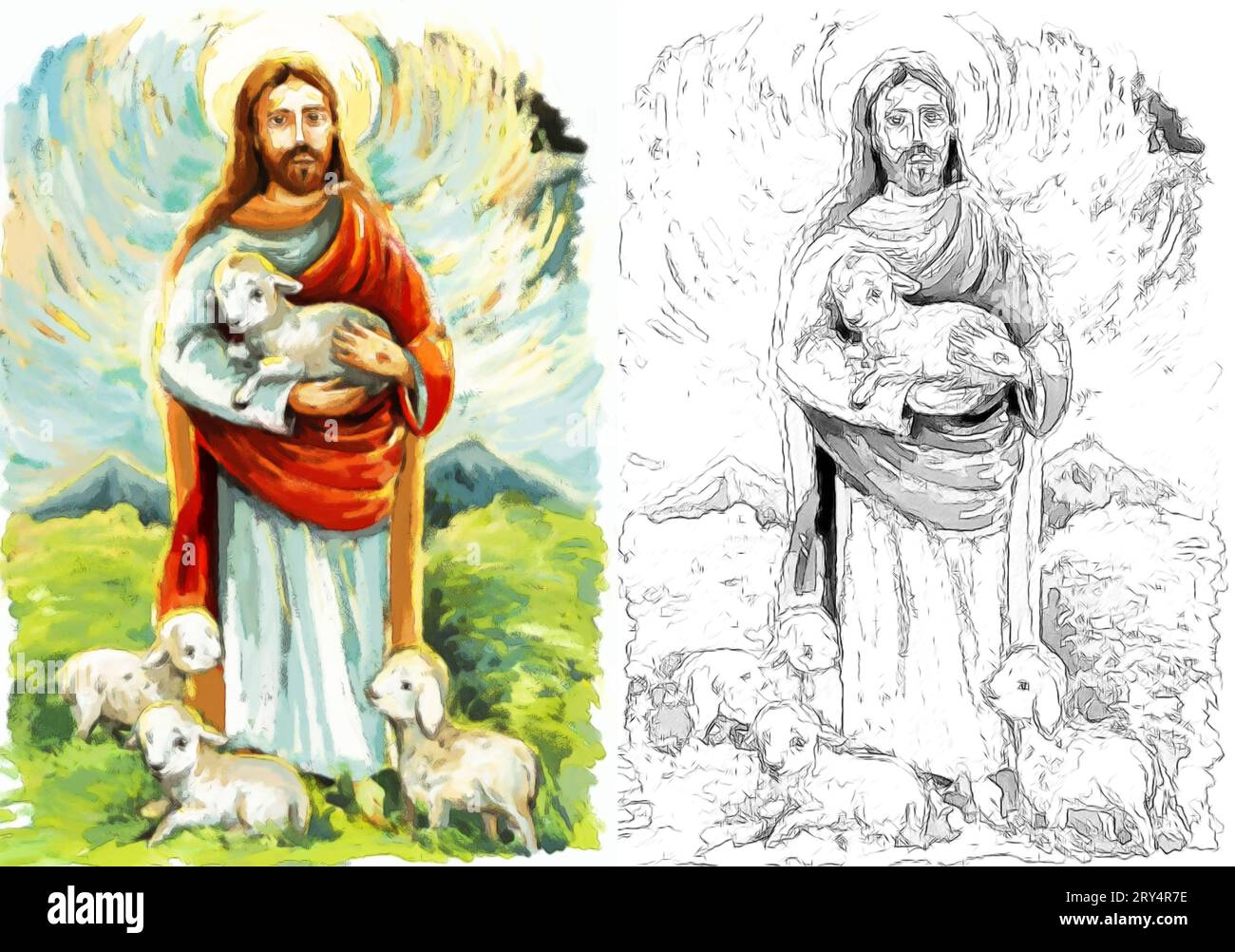 calm jesus messiah and resurrection with nature background illustration ...