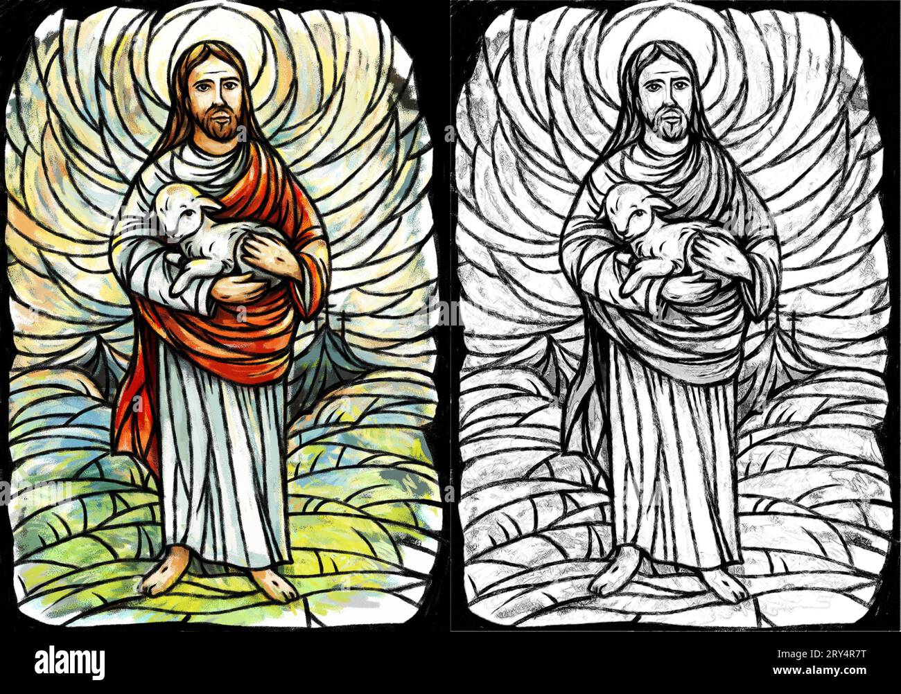 calm jesus messiah and resurrection with nature background illustration ...