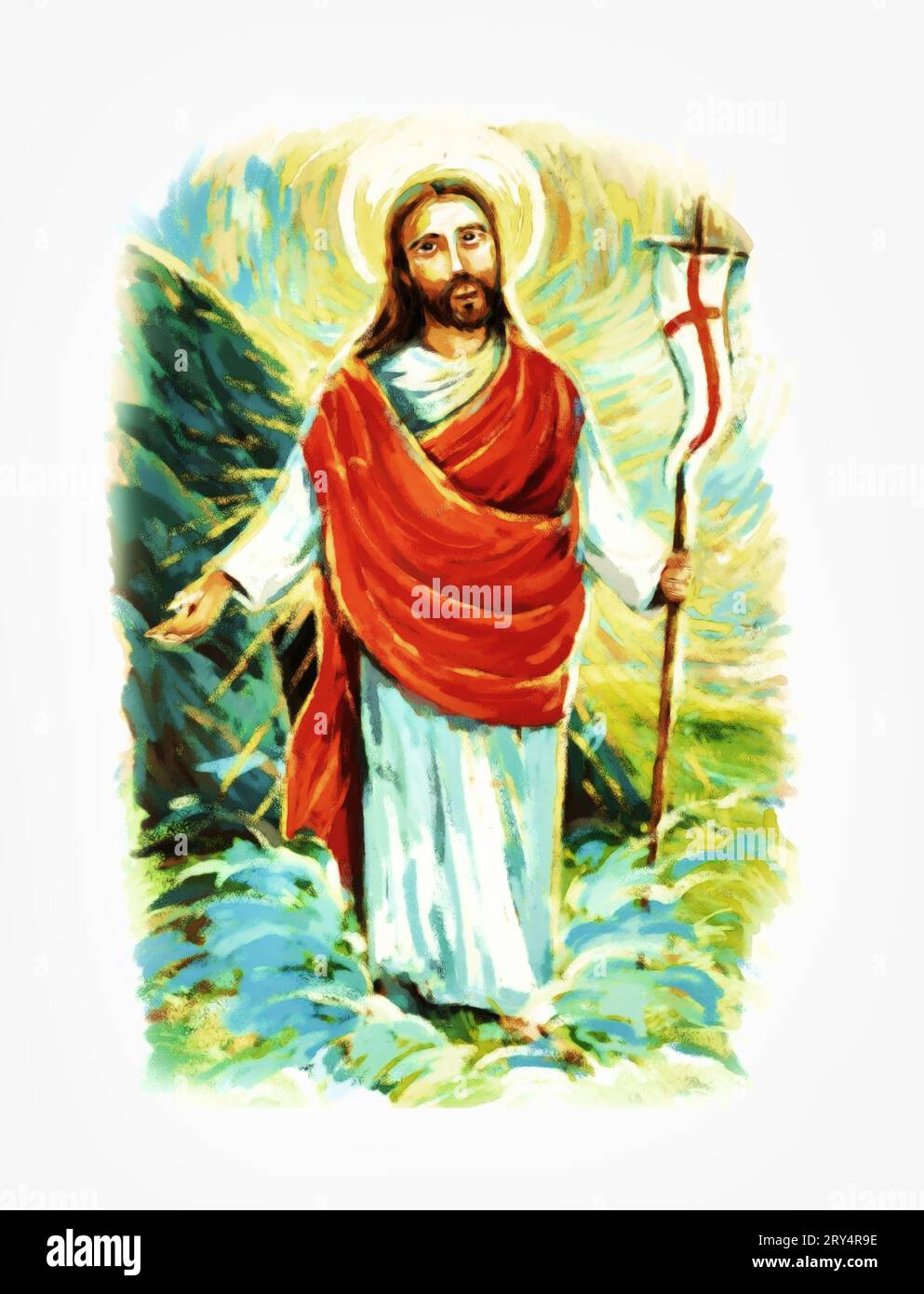 calm jesus messiah and resurrection with nature background illustration ...