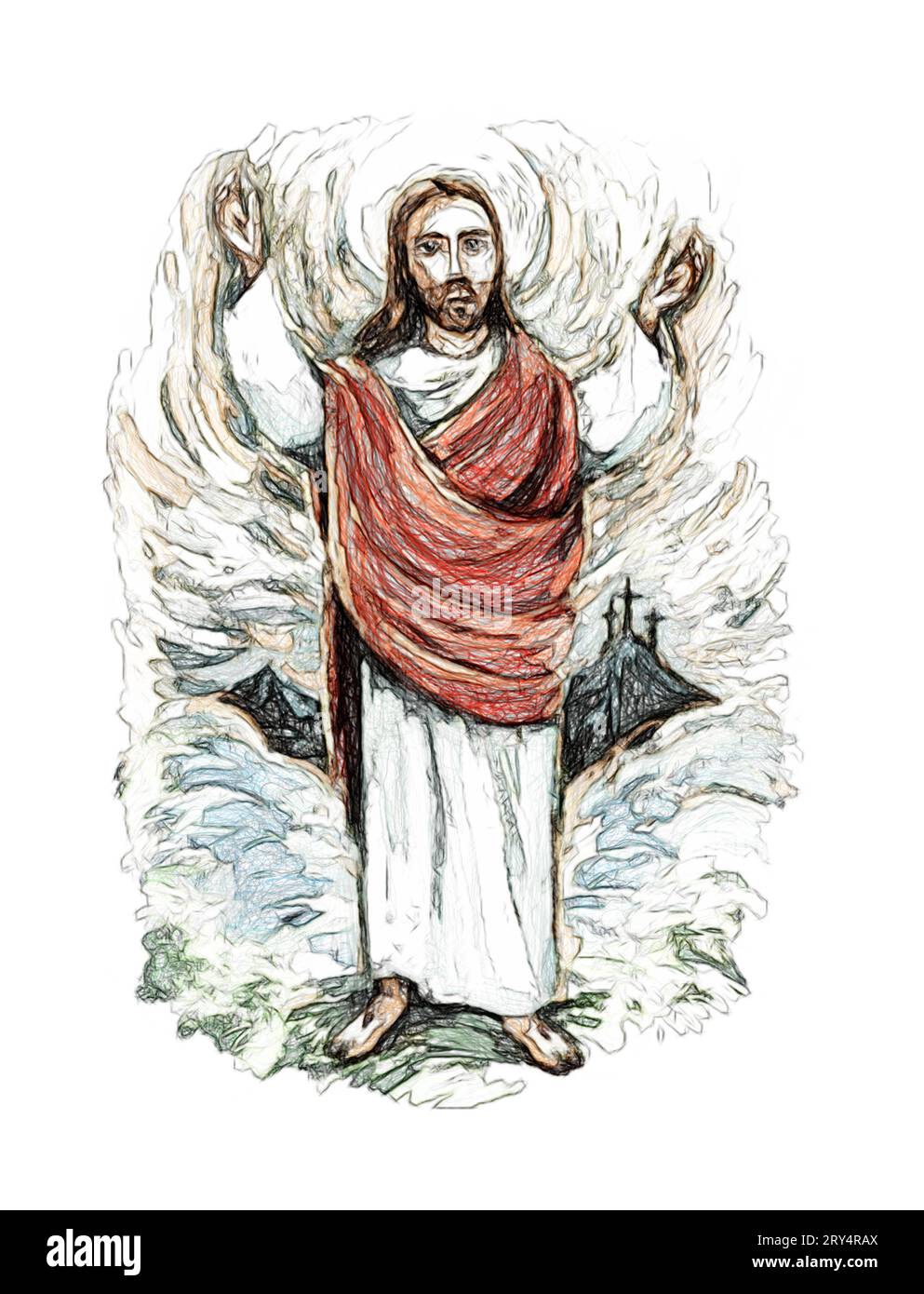 calm jesus messiah and resurrection with nature background illustration ...