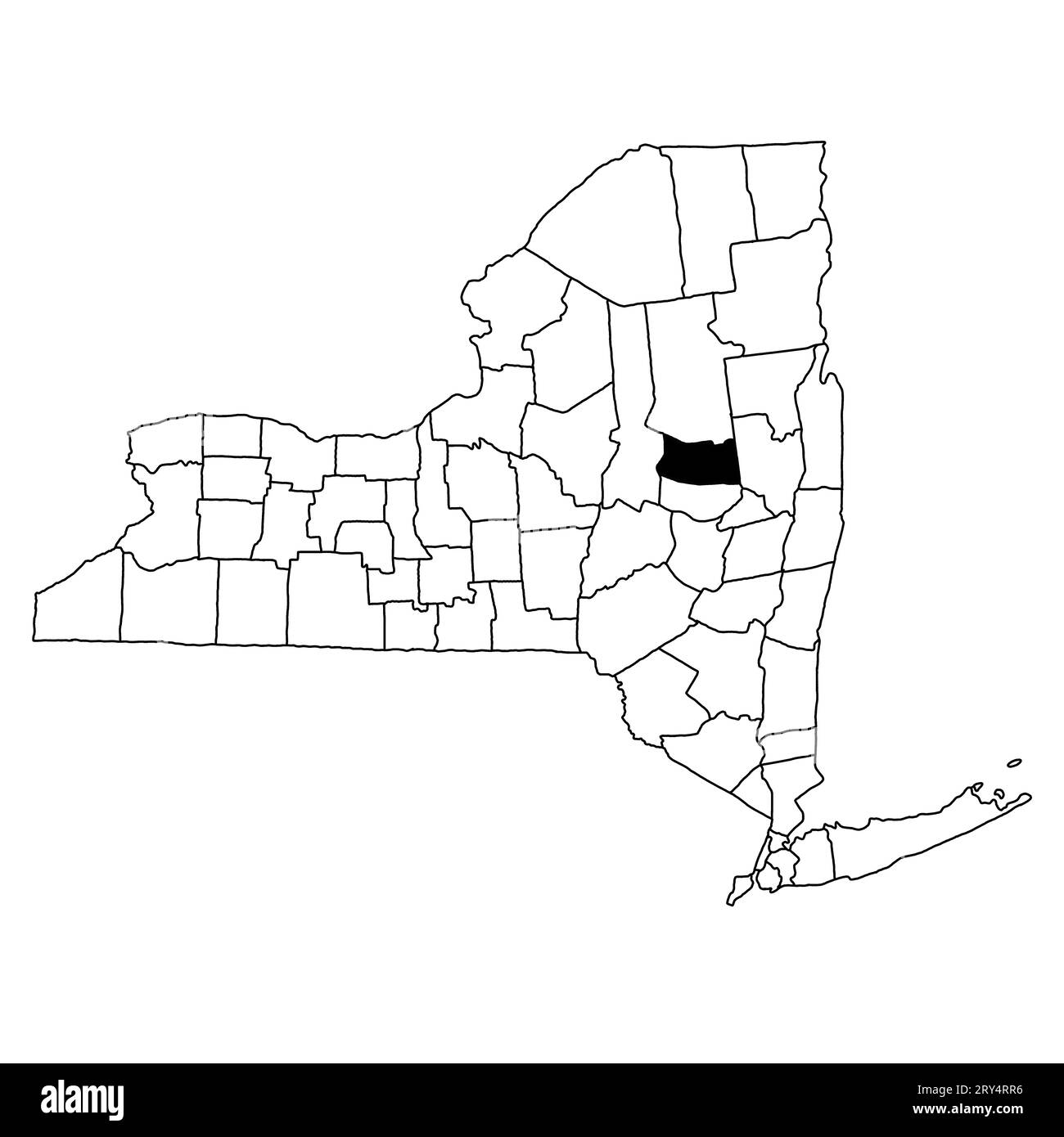 Map of Fulton County in New York state on white background. single ...